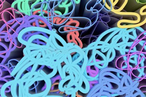 Geometric Lines Messy Colorful Curve For Design Texture Background 3d Render Stock