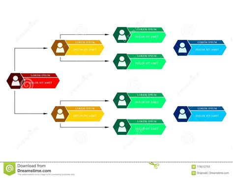 Colorful Business Structure Concept Corporate Organization Chart Scheme Stock Vector