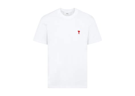Ami Paris Ami De Coeur Classic Fit T Shirt Whitered Bfuts001 724 100