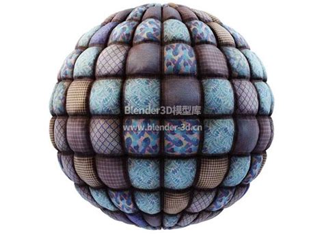 蓝色面料布料编织物棉麻布格子呢贴图 Blender材质球纹理贴图模型下载 Blender3d模型库