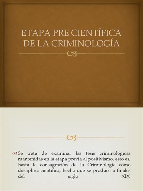 Etapa Pre Científica De La Criminología Pdf Derecho Penal
