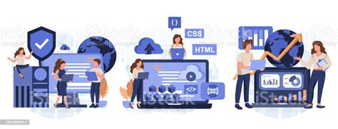 Big It Profession Collection Programmer Write Software And Create Code For Computer Coding