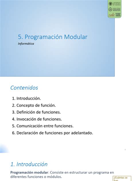 Inf Tema5 Programaciónmodular Descargar Gratis Pdf Programación De Computadoras Función