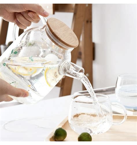 시원한 데이지 내열유리 찻주전자 컵 크리 에이 티브 내열 유리 차가운 주전자 필터 꽃 차 트 대용량 물 44 티몬