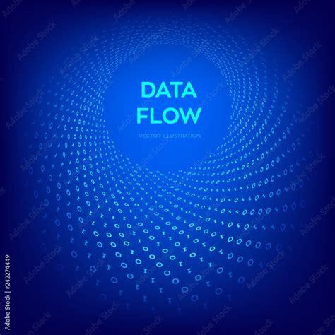 Data Flow Digital Code Binary Data Flow Big Data Virtual Tunnel Warp Coding Programming Or