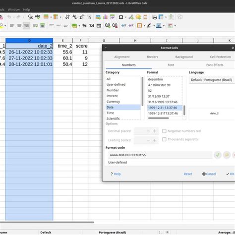 Formatting A Numbers Column In Libreoffices Calc Download Scientific Diagram