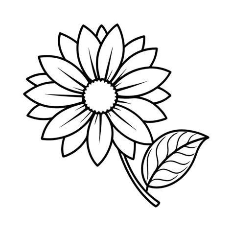 데이지 꽃 실루 터 디자인 라벨 라인 아트 일러스트레이션 프리미엄 Ai 생성 벡터