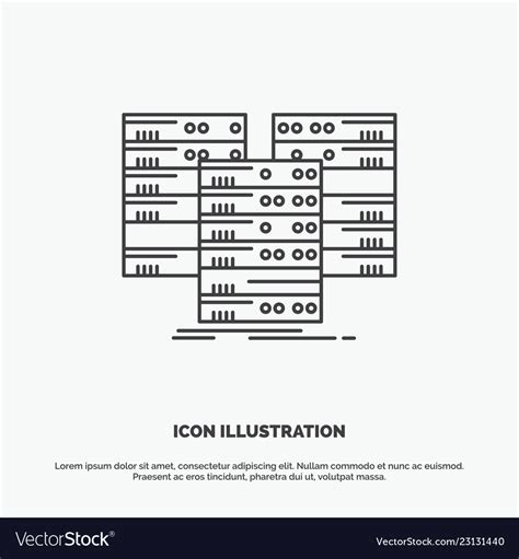 Center Centre Data Database Server Icon Line Gray Vector Image