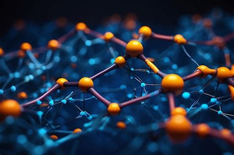 Premium Photo Abstract Molecule Structure On Dark Blue Color Background