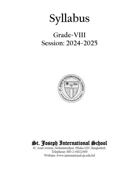 Grade 8 Syllabus 24 25 Session Pdf Chemistry Chemical Compounds