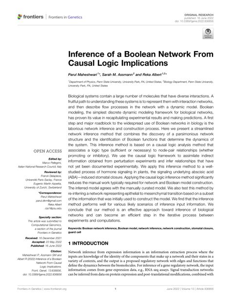 Pdf Inference Of A Boolean Network From Causal Logic Implications
