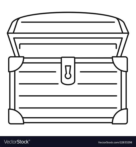 Treasure Chest Icon Outline Style Royalty Free Vector Image