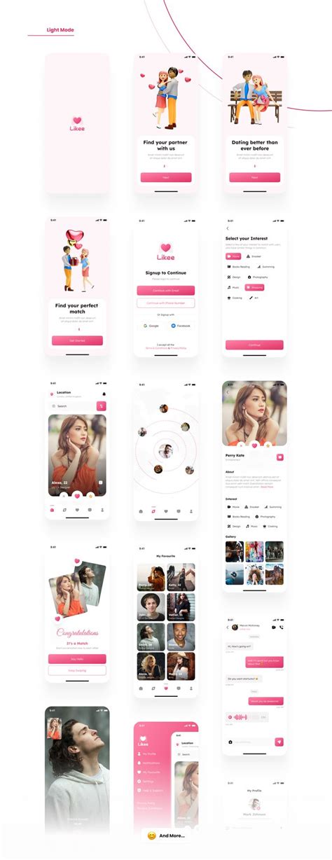 Likee Dating App UI Kit Figma IOS UI Kit App Ui Ui Kit App Ui Design