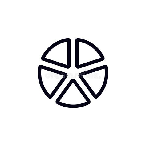 Five Segment Circle Icon With Clean Simple Design And Black Outlined Sections Stock Vector