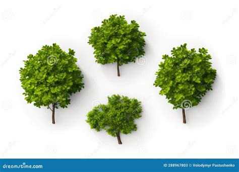 Four Trees Are Shown In Four Different Positions One Is Green Generative AI Stock Image