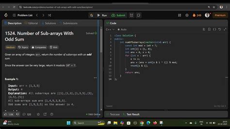Number Of Sub Arrays With Odd Sumleetcode Potd 25 02 25