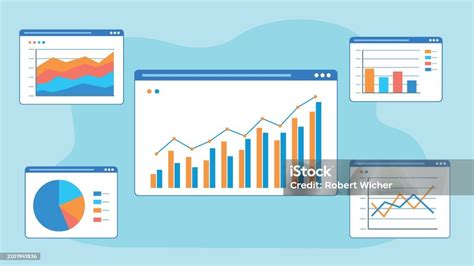 데이터 차트의 벡터 그래픽입니다 그래프는 웹 페이지 타일에서 찾을 수 있습니다 플랫 디자인 스타일의 그림 파이 차트 꺾은선형