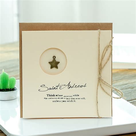 15 Pc 빈티지 금속 선물 인사말 카드 소 가죽 봉투 홀리데이 카드 01 5 포인트 스타