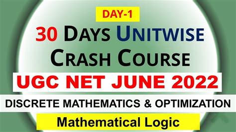 Crash Course For Ugc Net Computer Science Mathematical Logic Discrete Structures Day 1