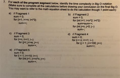 Solved 7 For Each Of The Program Segment Below Identify