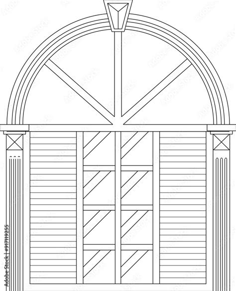 Vector Sketch Illustration Of The Silhouette Of An Old Window Construction Design Classic
