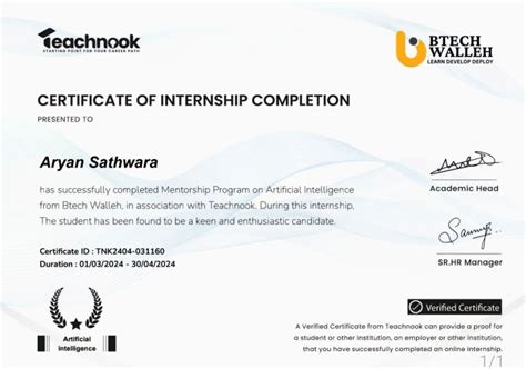 Aryan Sathwara On Linkedin Internship On Artificial Intelligence From