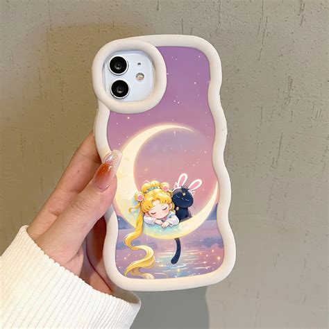 Amorvor For Samsung A51 Back Cover Cute Sailor Moon Pattern Luxury Phone Case Macaron Wave Soft