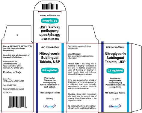 Dailymed Nitroglycerin Tablet