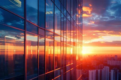 Una Vista Del Atardecer De Una Ciudad Desde Un Edificio De Gran Altura