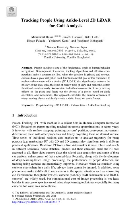 Pdf Tracking People Using Ankle Level 2d Lidar For Gait Analysis