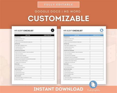 Hr Audit Checklist Human Resources Audit Internal Audit Checklist Hr