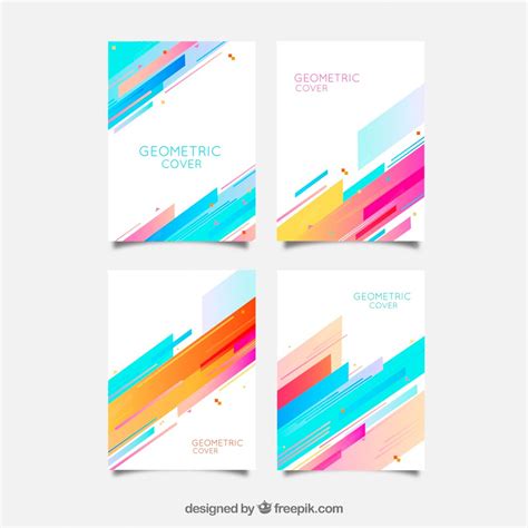 기하학적 형태와 추상 커버 컬렉션 무료 벡터