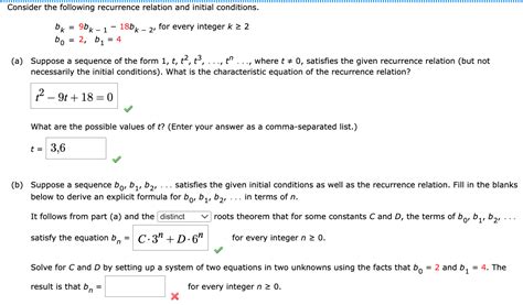Solved Consider The Following Recurrence Relation And