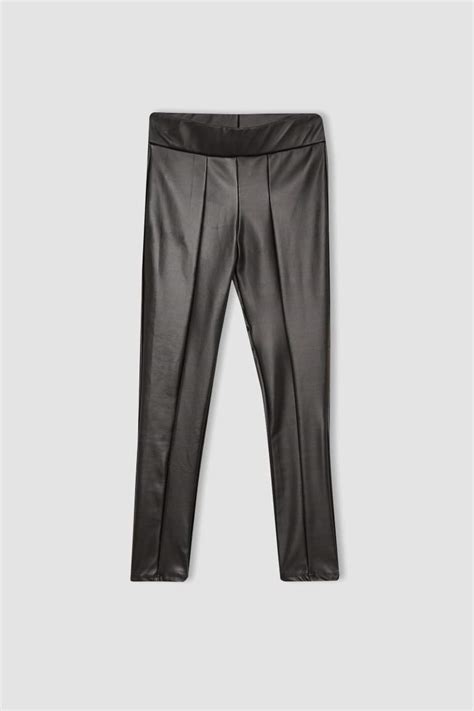 أسود بناتي بنطلون ليجن بناتي جلد صناعي 2994856 Defacto