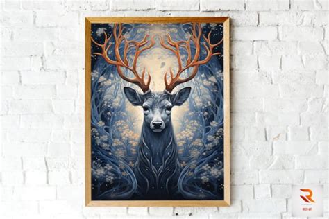 Fantasy Mythical Deer Wall Art Graphic By Ricco Art · Creative Fabrica