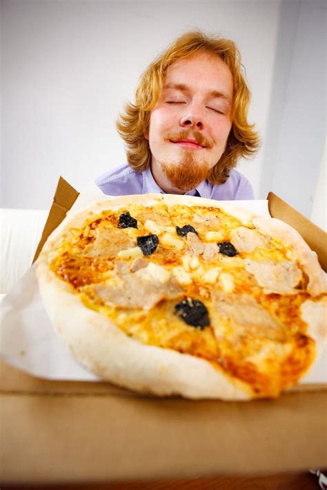 Man Eating Pizza Having Fun Stock Image Image Of Baked Fast 166826879