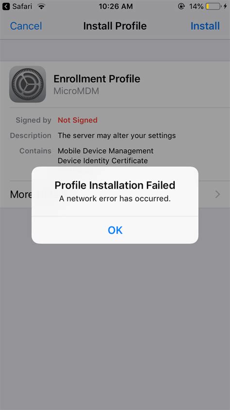 Profile Installation Failed On Ios · Issue 564 · Micromdmmicromdm