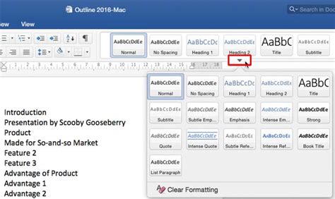 Creating Powerpoint Outlines In Microsoft Word 2016 For Mac