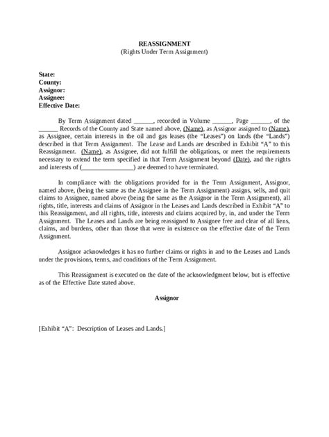 Reassignment Doc Template Pdffiller