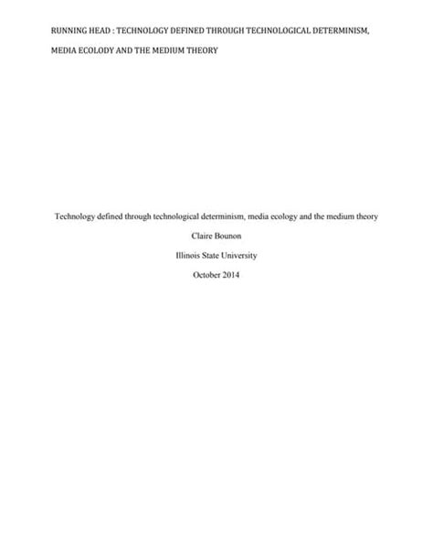 Technological Determinism Media Ecology And Medium Theory Pdf