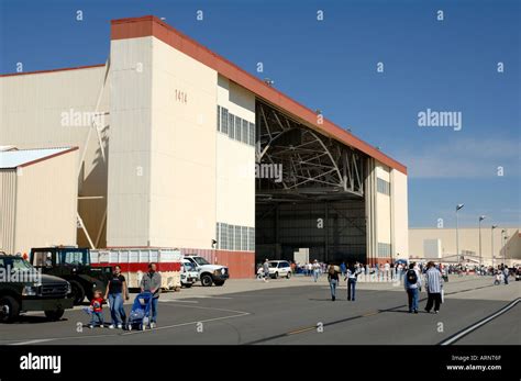 Visitors Walking Into Hangars At Edwards Air Force Base Open House And