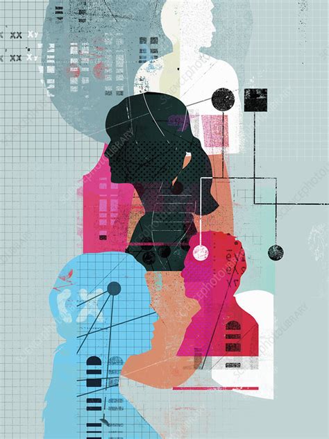 Men And Women With DNA Code Illustration Stock Image C039 9593 Science Photo Library