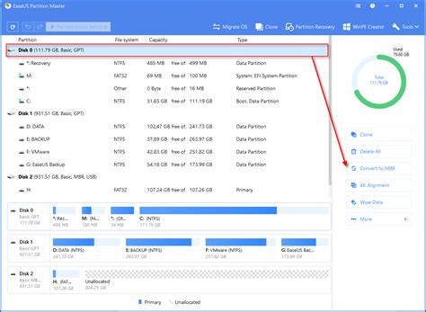 interconvert mbr disk and gpt disk using easeus partition master