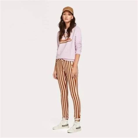 Scotch And Soda Jeans Nwt Scotch Soda Striped Mid Rise Skinny Crop
