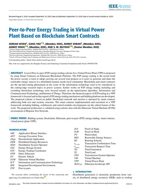 Peer To Peer Energy Trading In Virtual Power Plant Based On Blockchain Smart Contracts Docslib