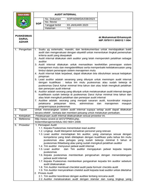 Sop Audit Internal Pdf
