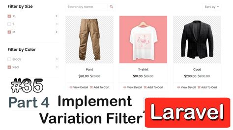 laravel product variation filter dynamic shop page filtering ecommerce tutorial ep 35