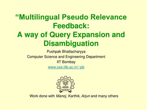 Ppt Multilingual Pseudo Relevance Feedback A Way Of Query Expansion