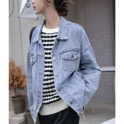티몬 글로벌 홀세일 옷깃 데님 짧은 재킷 여성 가을겨울 느슨한 캐주얼 작은 재킷 재킷 여성의류