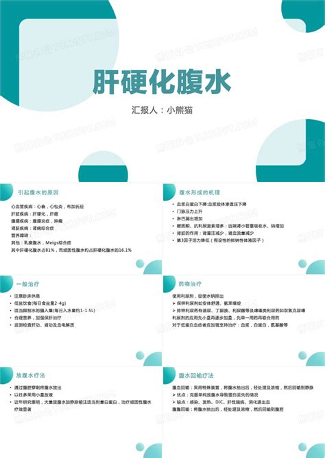 绿色肝硬化患者护理查房PPT模板下载 熊猫办公